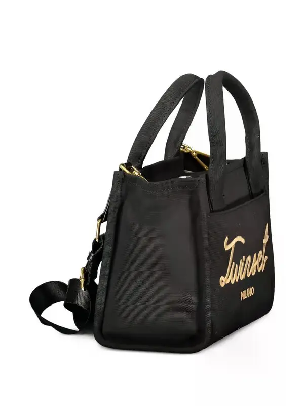 TWINSET Embroidered Logo Canvas Tote Bag