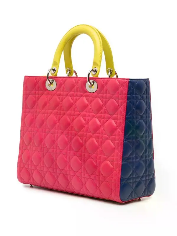 Dior Large Tricolor Lambskin Lady Satchel - Pink