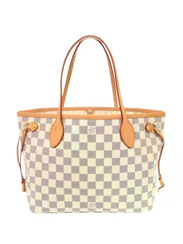 LOUIS VUITTON Damier Azur Neverfull Pm Tote Bag - White
