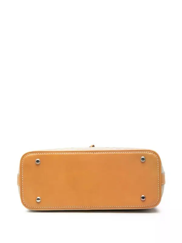 Burberry Tonal Check Canvas Handbag With Leather Trim