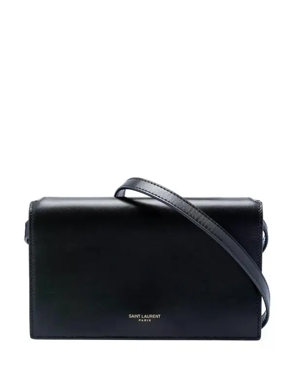 Saint Laurent Smooth Calfskin Monogram Crossbody Bag - Black