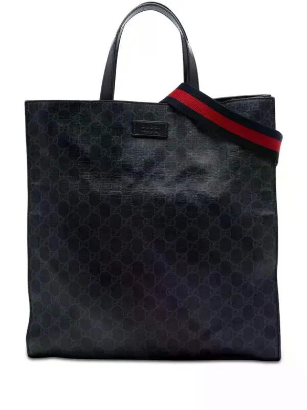 Gucci Gg Supreme Convertible Soft Tote Satchel - Black