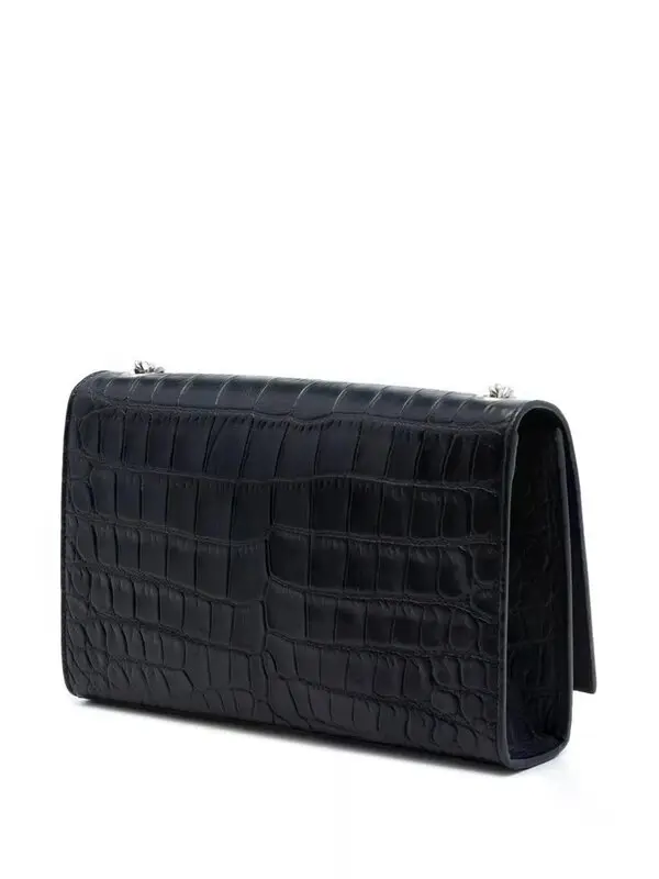 Saint Laurent Medium Croc Embossed Leather Kate Tassel Crossbody Bag