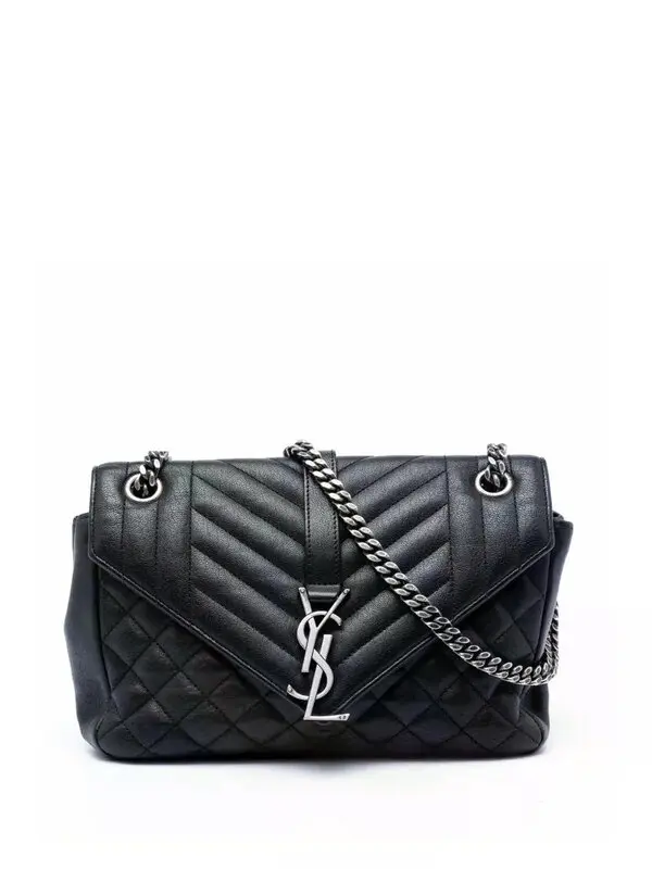 Saint Laurent Triquilt Monogram College Bag - Black