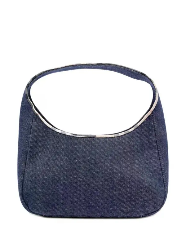 Burberry House Check Canvas Trimmed Denim Handbag