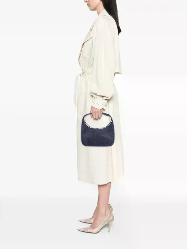 Burberry House Check Canvas Trimmed Denim Handbag