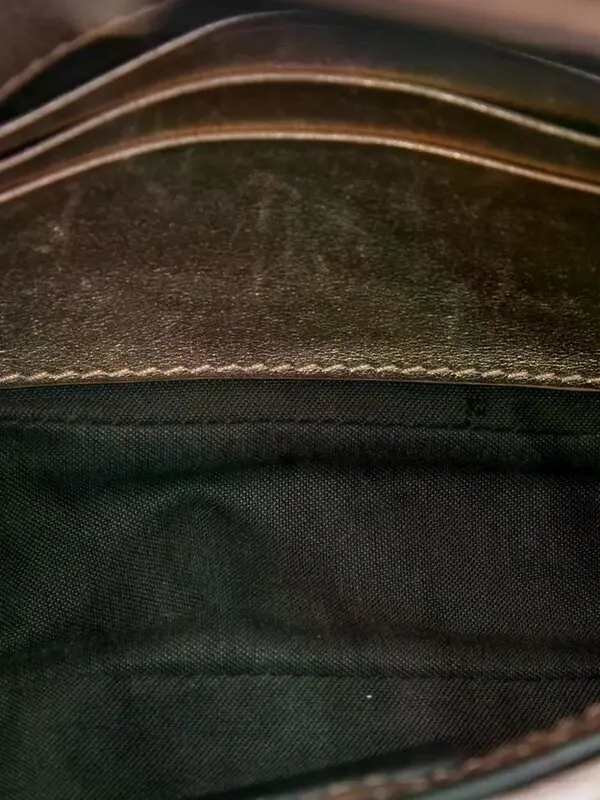 Fendi Mini Zucca Embossed Metallic Leather Baguette Satchel