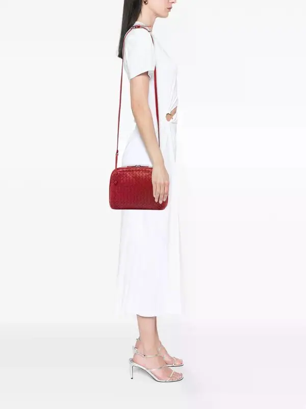 Bottega Veneta Nappa Intrecciato Nodini Crossbody Bag - Red