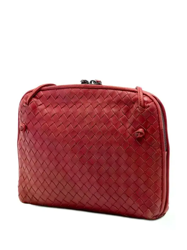 Bottega Veneta Nappa Intrecciato Nodini Crossbody Bag - Red