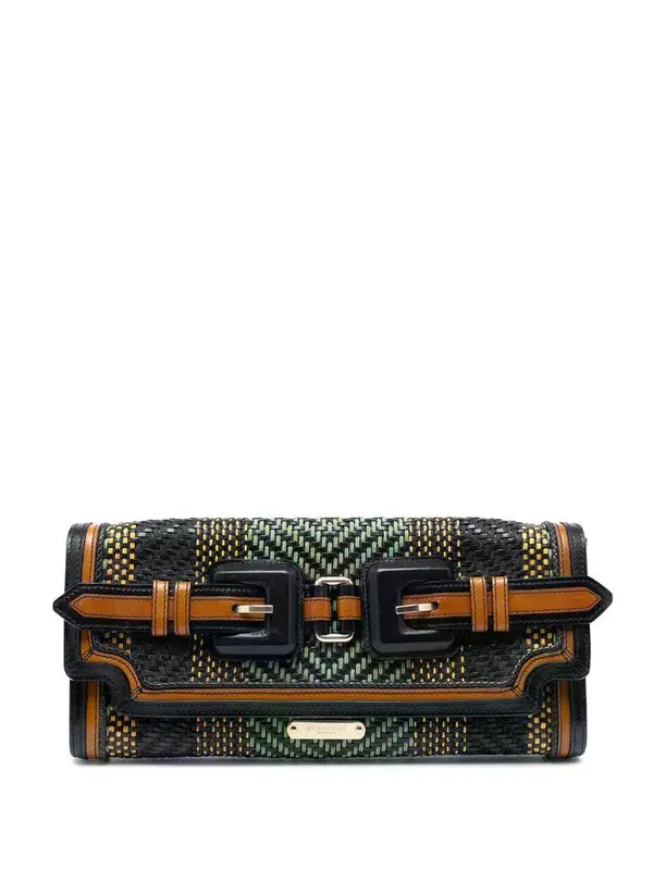 Burberry Woven Leather Clutch Bag - Black