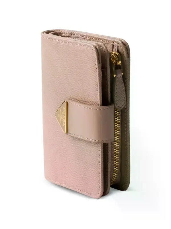 Prada Small Saffiano And Smooth Leather Wallet