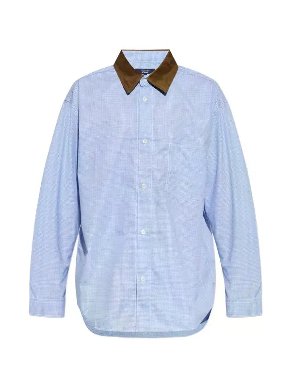 Comme Des Garçons Corduroy-collar Checked Shirt - Blue