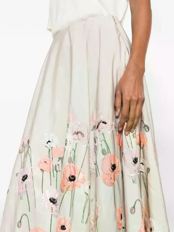 Bernadette Kennedy Floral Embroidered Maxi Skirt