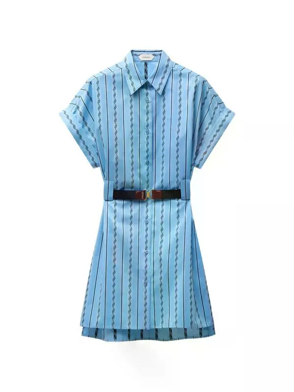 Versace Jacquard Cotton-silk Mini Shirt Dress - Blue