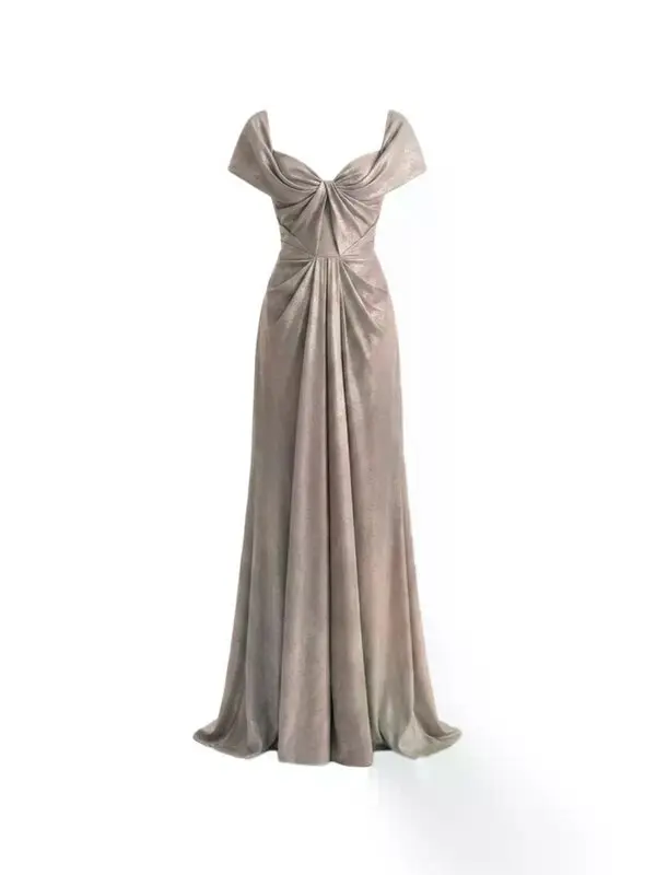 GEMY MAALOUF Draped Sweetheart Neck Dress - Grey