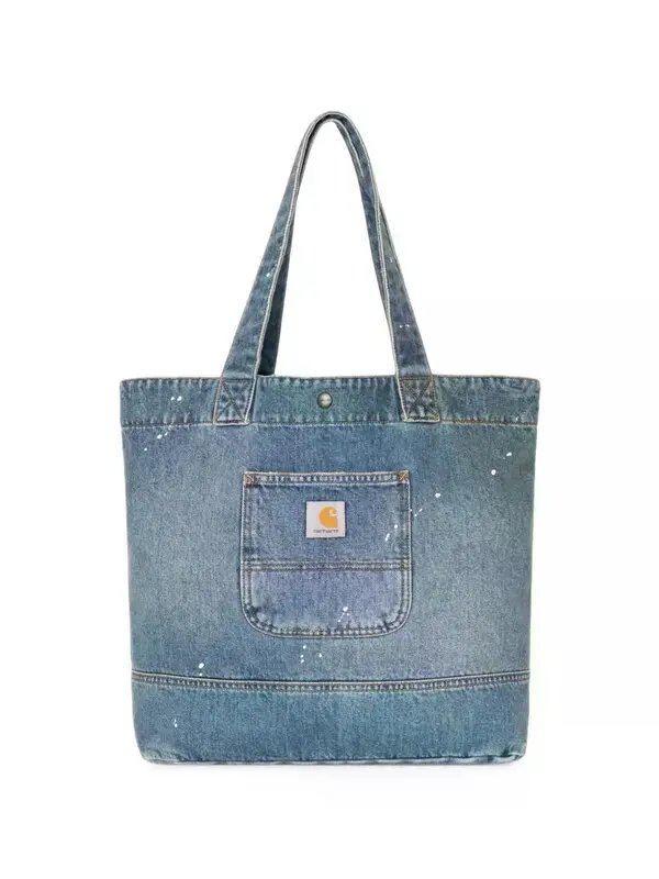 Carhartt Work In Progress Denim Tote Bag With Paint Splatter Detail - Blue