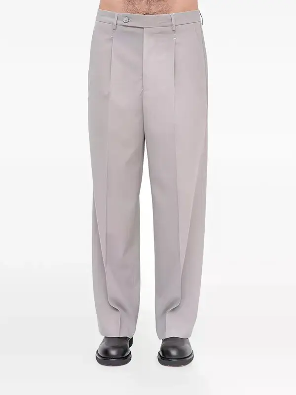MAISON MARGIELA Stapled Pleated Wool Trousers - Grey