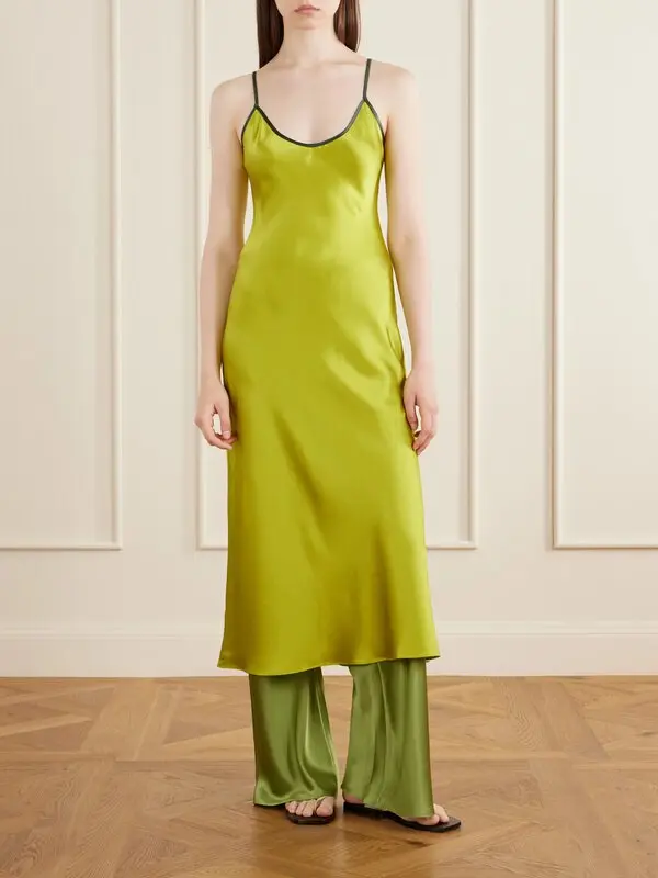 Comme Si Silk Charmeuse Straight-leg Pants