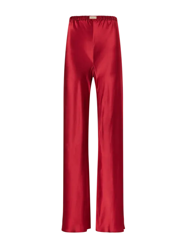 Comme Si Silk Charmeuse Wide Leg Pants - Red