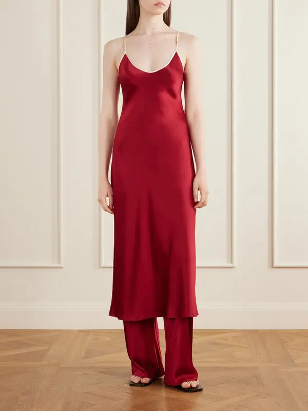 Comme Si Bias Slip Silk-charmeuse Midi Dress - Red