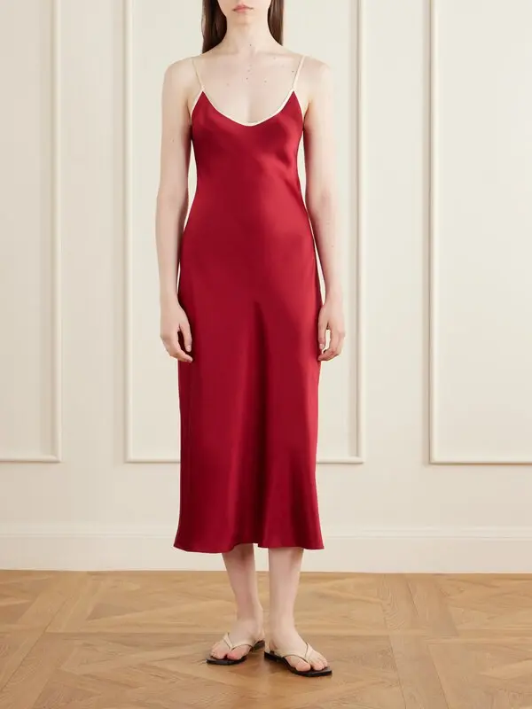 Comme Si Bias Slip Silk-charmeuse Midi Dress - Red