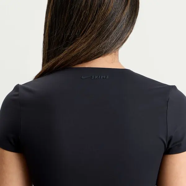Nike X Skims Matte Corset Short Sleeve Crop Top - Obsidian