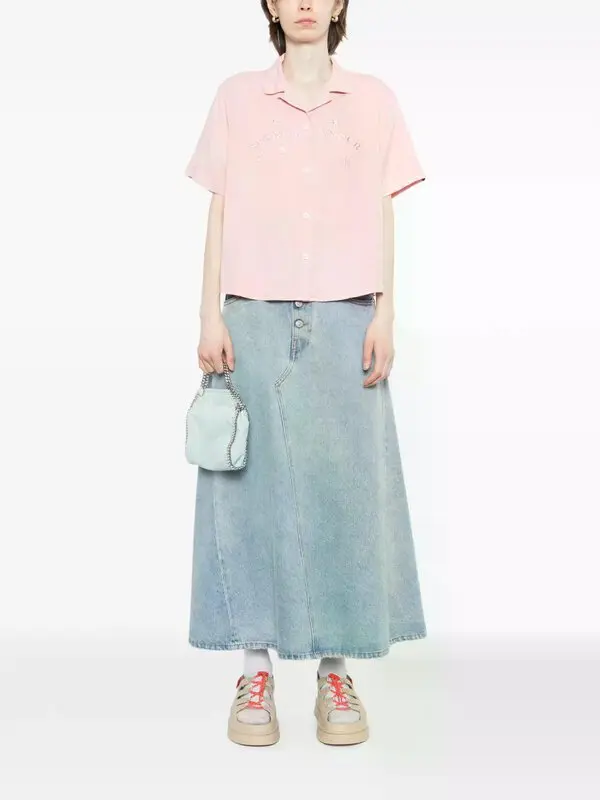 AGNES B. Embroidered Short-sleeve Shirt - Pink