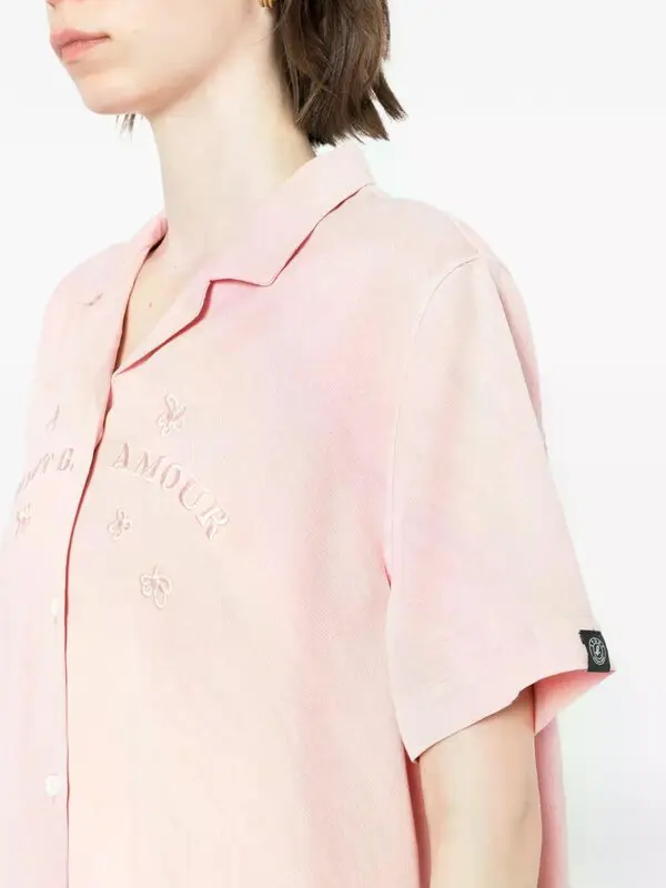 AGNES B. Embroidered Short-sleeve Shirt - Pink