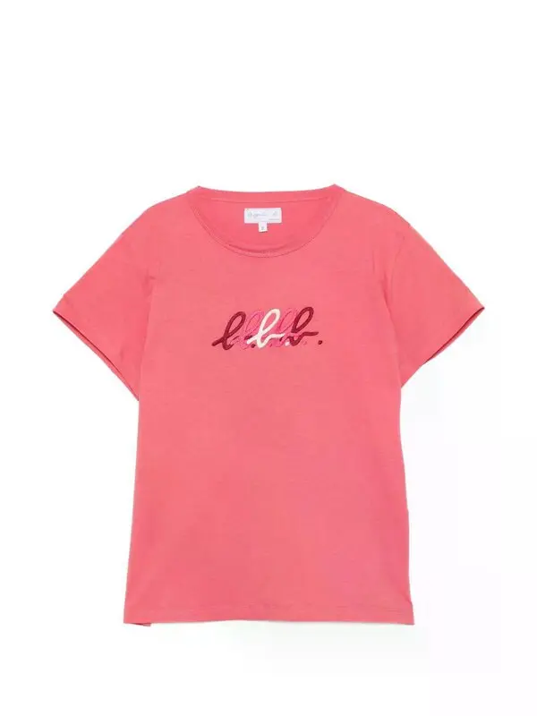 AGNES B. Embroidered Logo T-shirt - Red