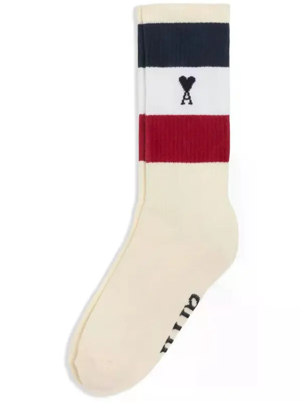 AMI Paris La Plage De Coeur Striped Socks