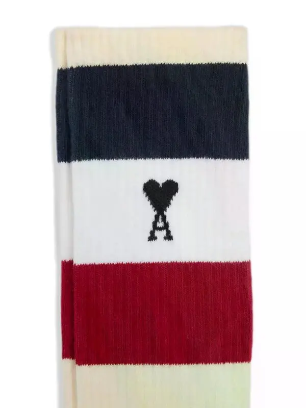 AMI Paris La Plage De Coeur Striped Socks