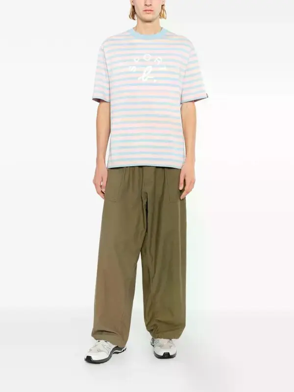 AGNES B. Striped Logo-print T-shirt - Blue
