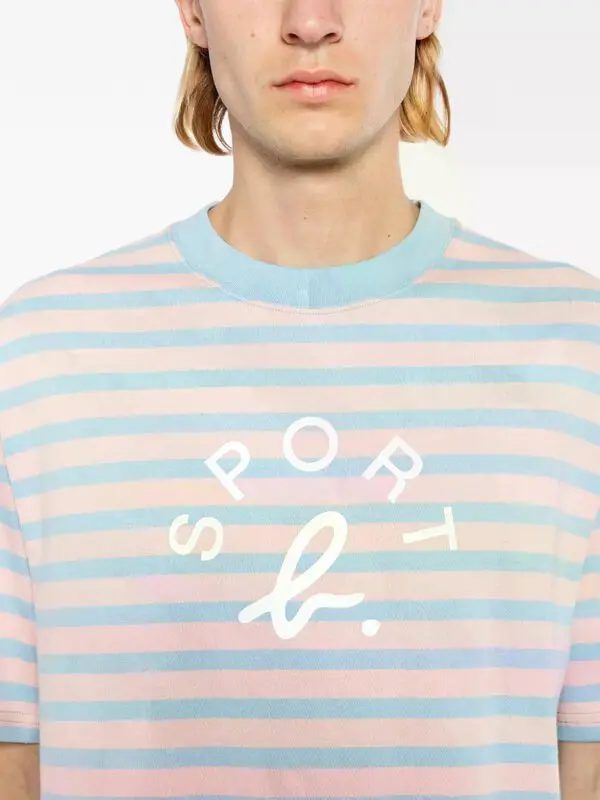 AGNES B. Striped Logo-print T-shirt - Blue