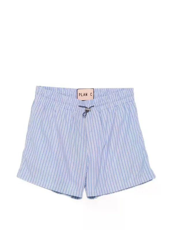 Plan C Striped Drawstring Shorts - Blue