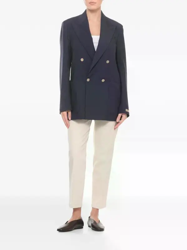 BRIGLIA 1949 Navy Peak Lapel Double-breasted Blazer