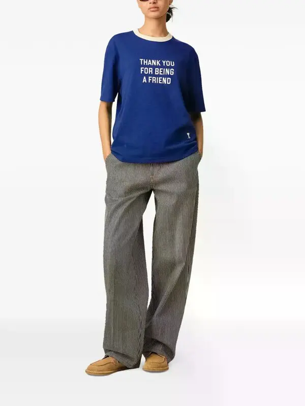 AMI Paris Cotton "thank You For Being A Friend" T-shirt - Blue