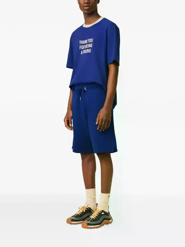AMI Paris Embossed Cotton Shorts With Drawstring