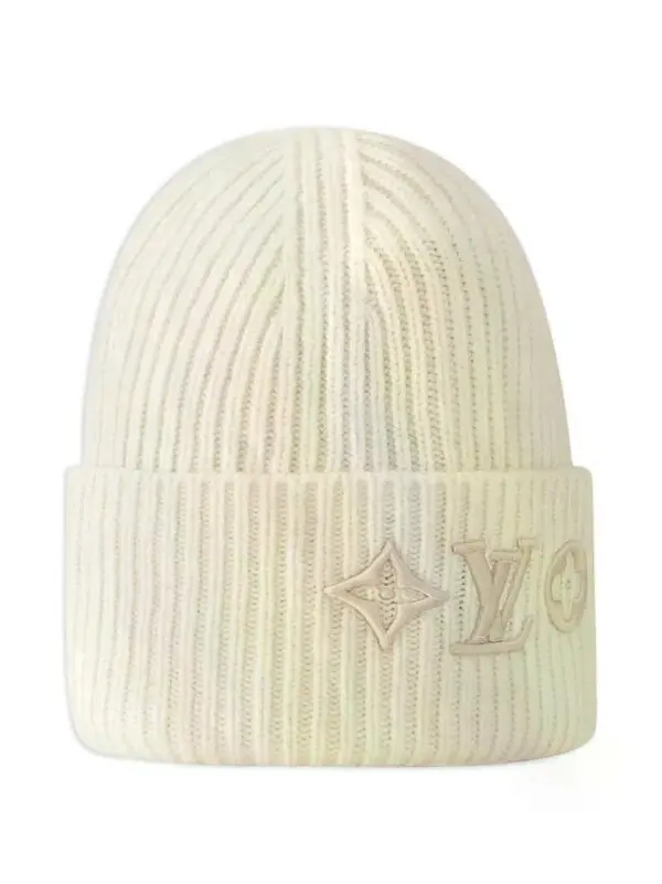 LOUIS VUITTON Logo-embroidered Beanie Hat - Neutrals