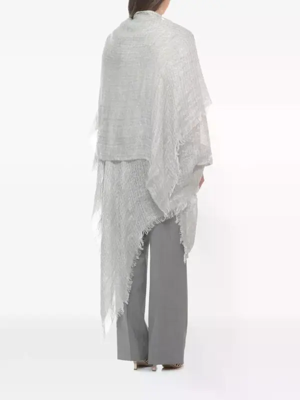 PANICALE Lurex Pattern Frayed Poncho
