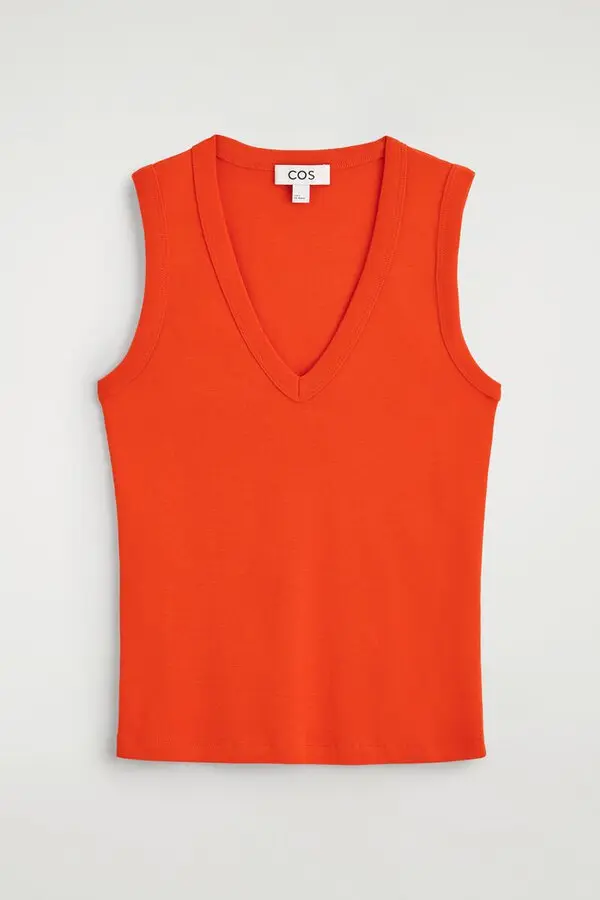 Cos Cotton V-neck Tank Top - Orange
