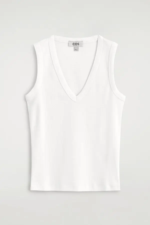 Cos Cotton V-neck Tank Top - White