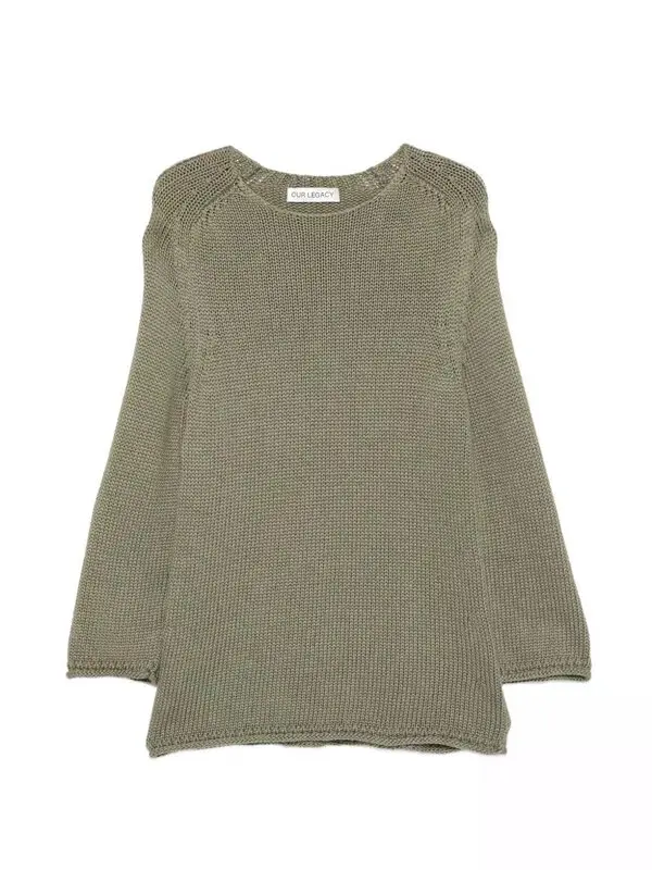 Our Legacy Shaker-stitch Knit Boat Neck Raglan Sleeve Top - Green