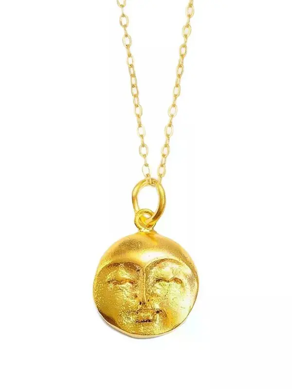 OTTOMAN HANDS Moon Face Pendant Necklace - Gold