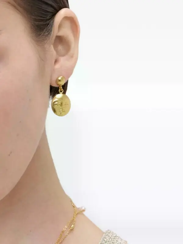 OTTOMAN HANDS Moon Face Drop Earrings