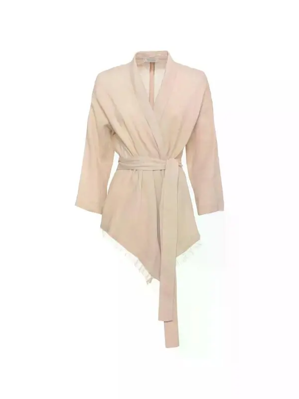 Antonelli Firenze Katia Belted Fringe-trim Jacket - Neutrals