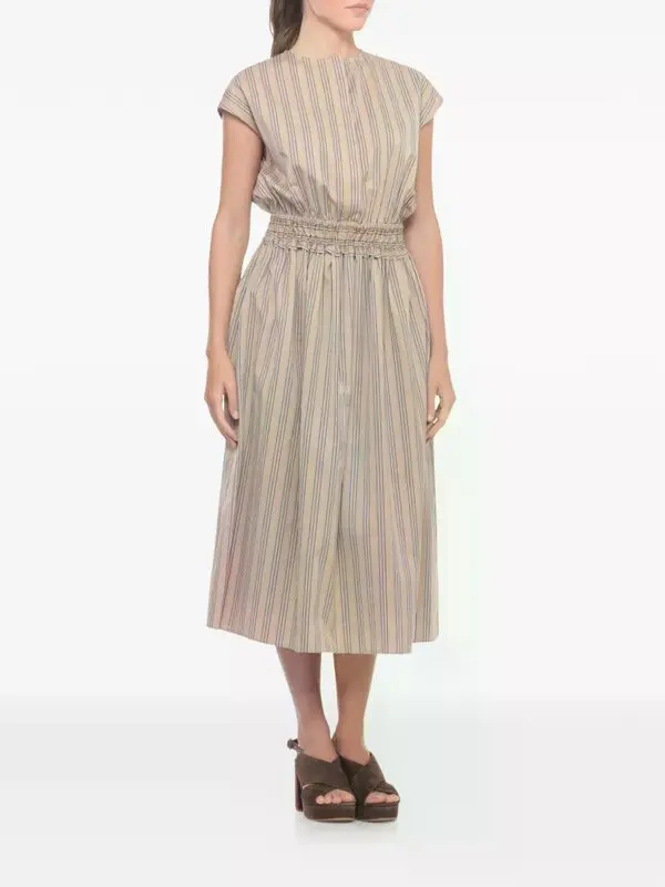 Antonelli Firenze Striped Smocked-waist Midi Dress