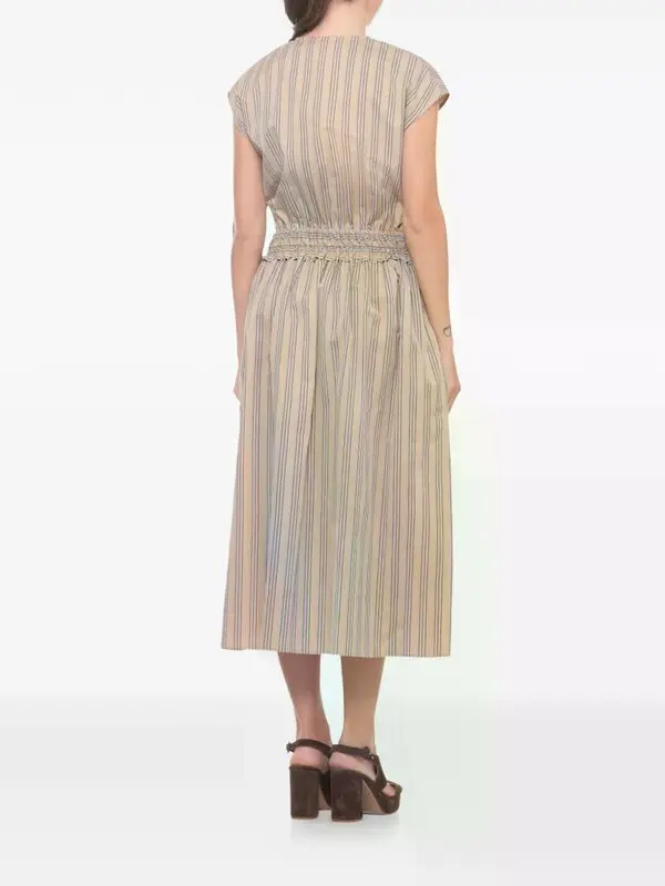 Antonelli Firenze Striped Smocked-waist Midi Dress
