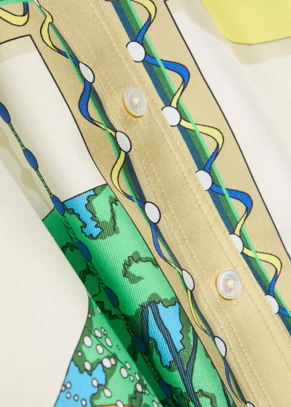 Tory Burch Printed Silk Midi Shirt Dress