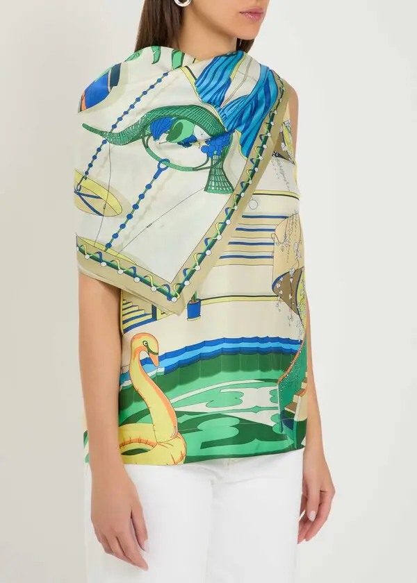 Tory Burch Printed Silk Scarf-effect Top