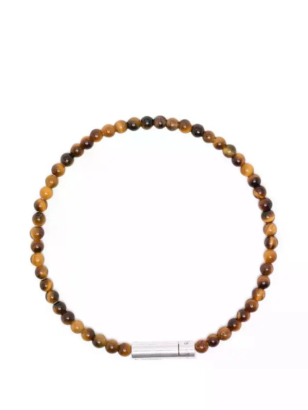 Le Gramme Tiger Eye Beads Cable Bracelet